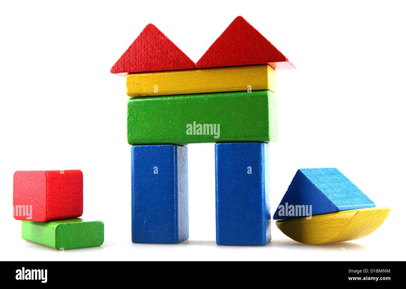 Coloured wooden block tower hi-res stock photography and images - Alamy