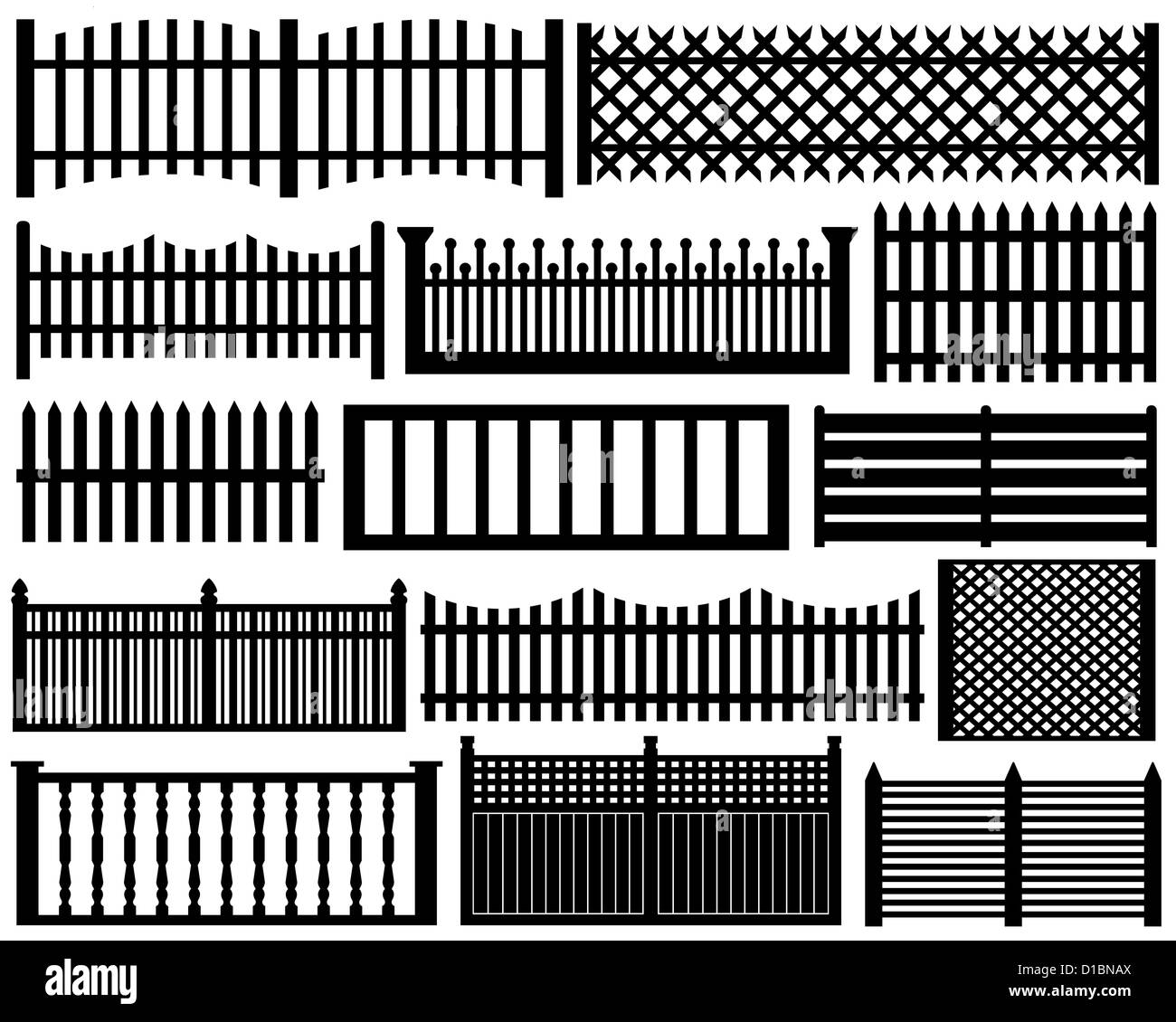 Fence set isolated Stock Photo - Alamy