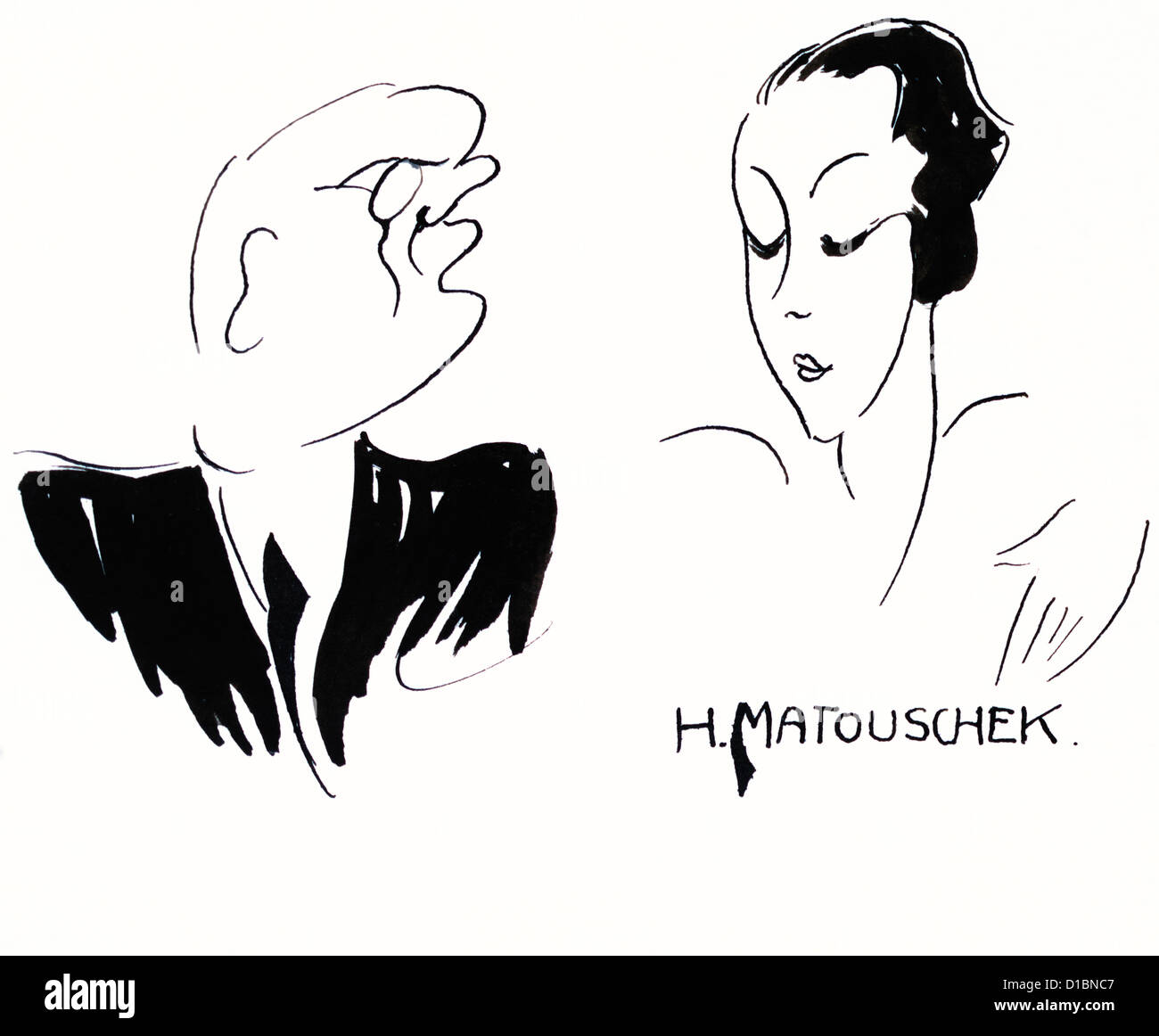 From the Heinrich Matouschek collection. Lady and Gent talking. Cartoon ...