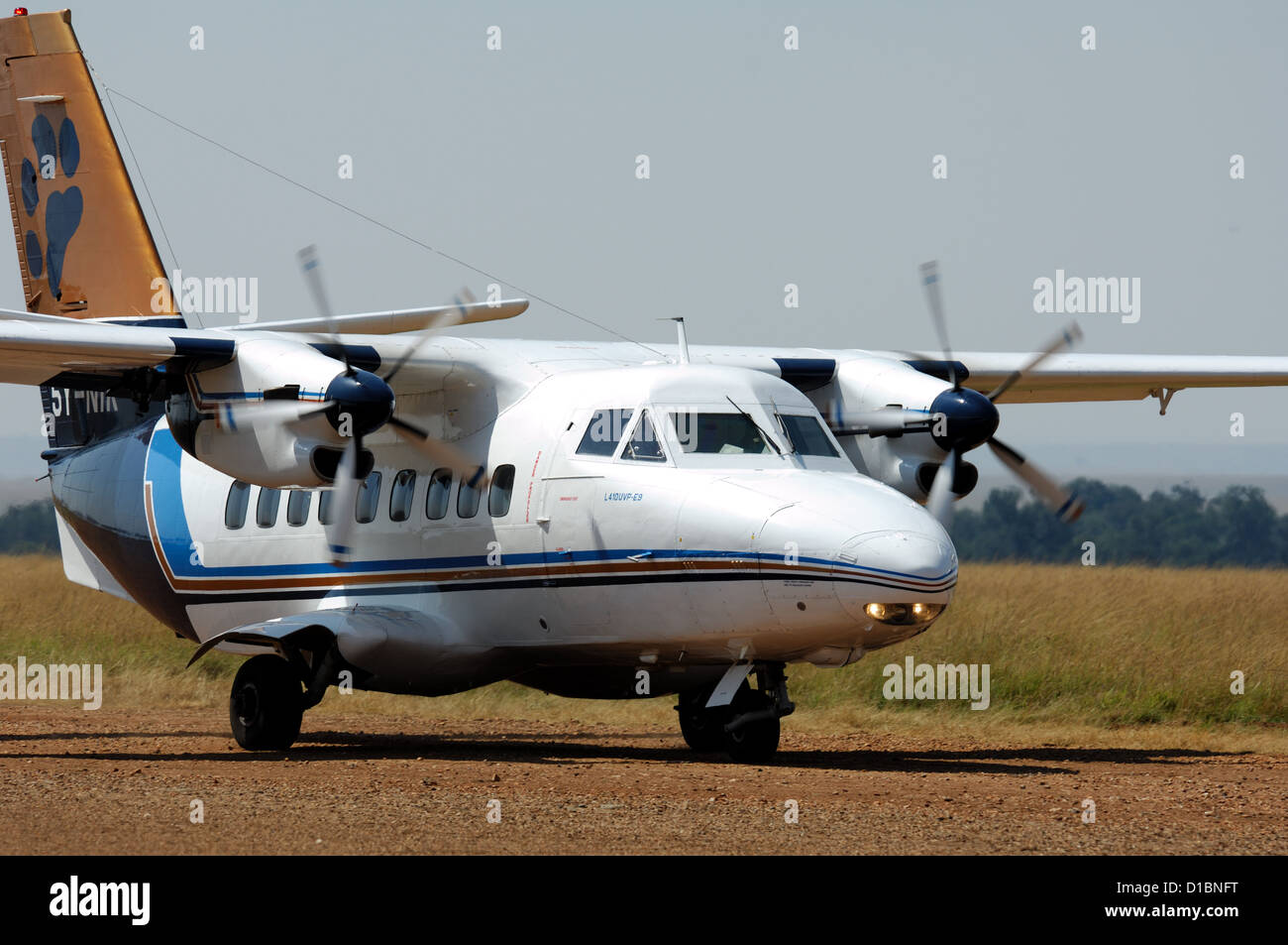 Airplane arriving at the Masai Mara Reserve Kenya Africa Stock Photo ...