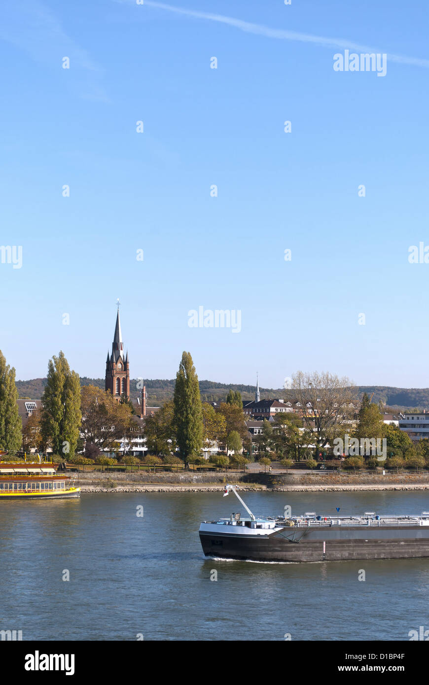 View on the river Rhein from the Kennedy bridge in Bonn, Germany Stock ...