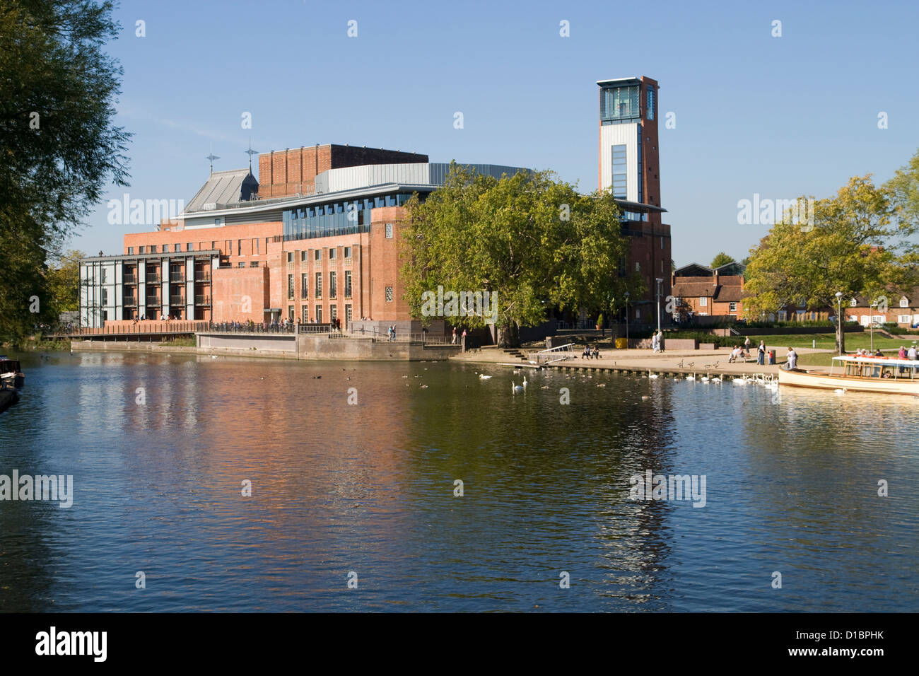 RSC theatre from river Stratford upon Avon Warwickshire England UK ...