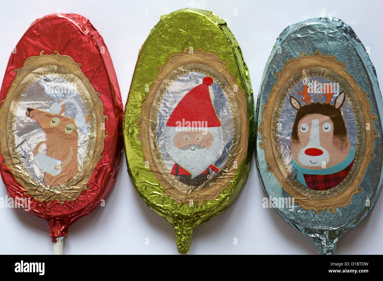 Chocolate santa and reindeer lollies hi-res stock photography and ...