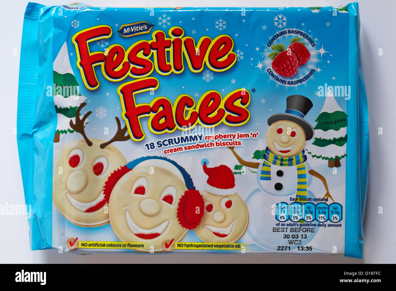 Packet of McVities Festive Faces 18 scrummy raspberry jam 'n' cream ...