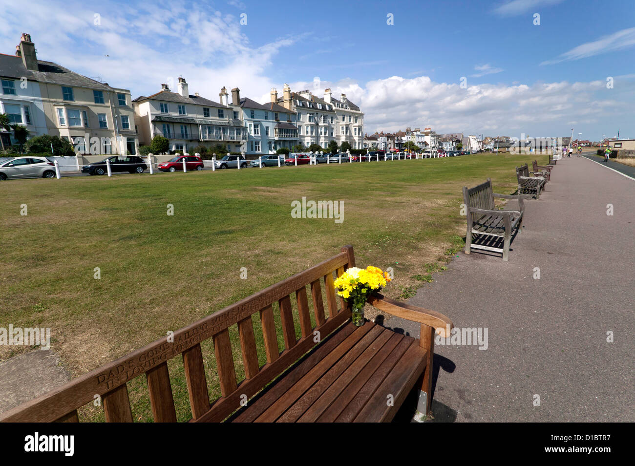 Memorial Benches on Deal Seafront Promenade Stock Photo - Alamy
