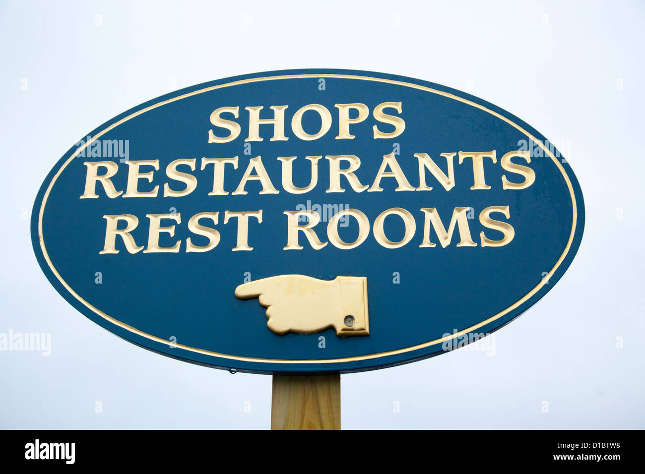shops restaurants rest rooms sign Stock Photo - Alamy