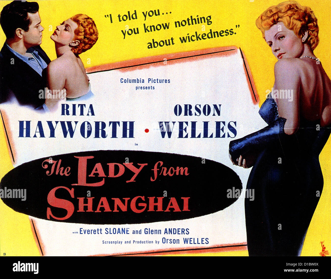 THE LADY FROM SHANGHAI Poster for 1948 Columbia film with Orson Welles ...