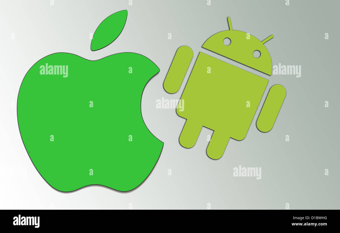 Apple and Android Competition concept design Stock Photo - Alamy