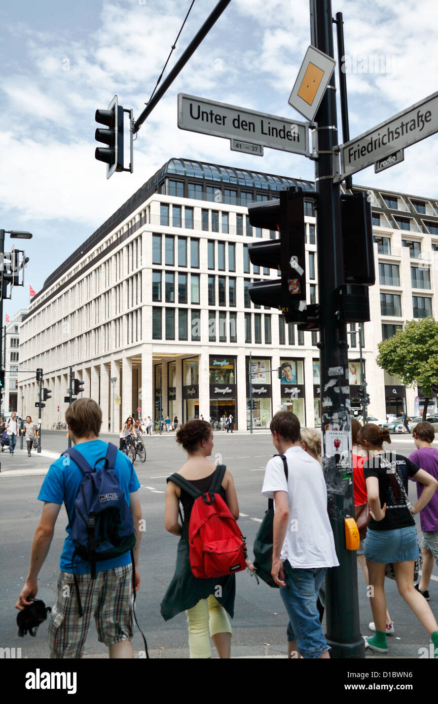 Berlin, Germany, traffic lights Unter den Linden corner ...