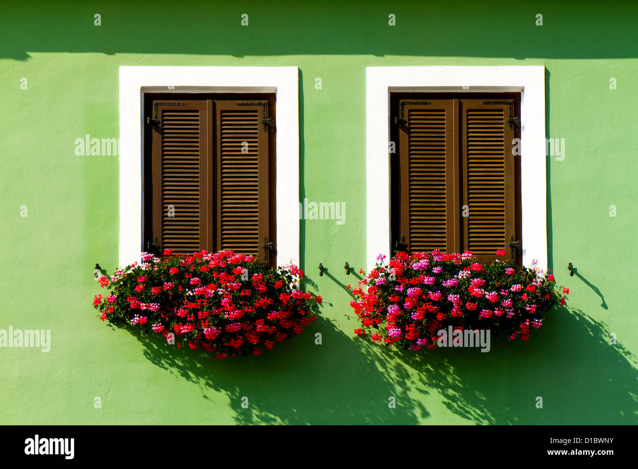 Beautiful floral windows in Austria Stock Photo - Alamy
