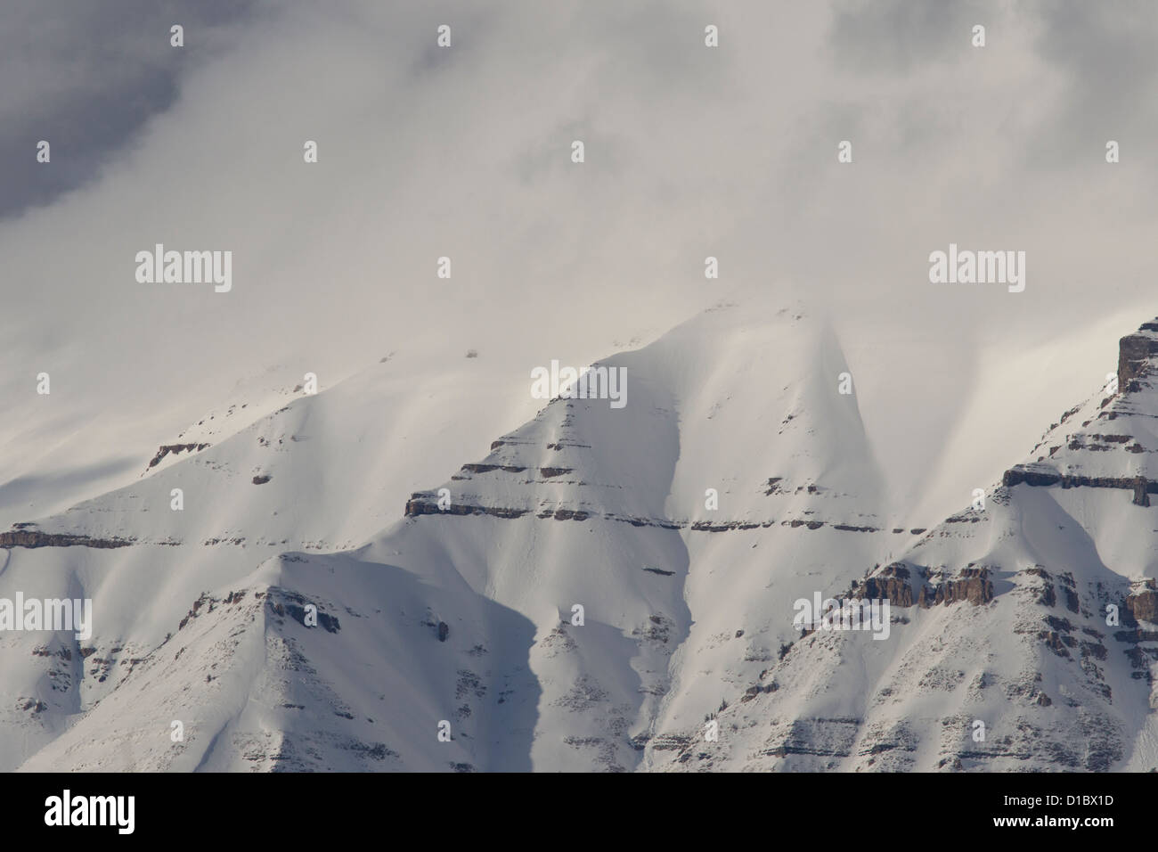 Snow covers the peaks of the Wasatch Range, Rocky Mountains, Provo ...