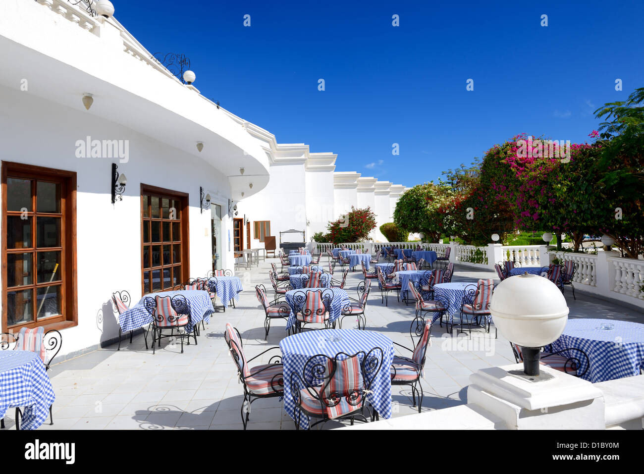 The outdoor terrace at luxury hotel, Sharm el Sheikh, Egypt Stock Photo ...