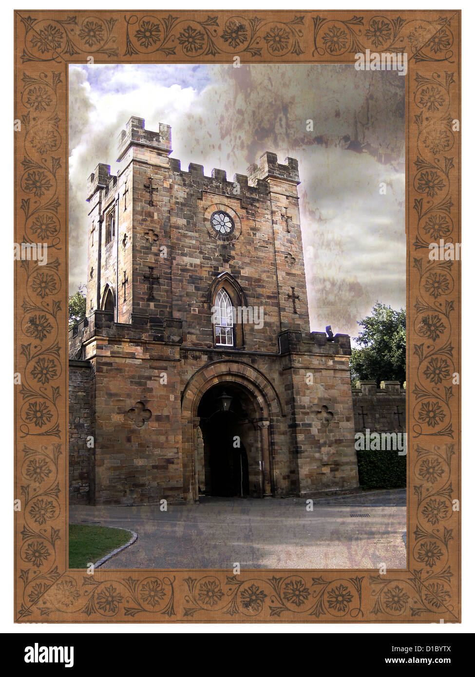 Gate house entrance Durham Castle Edited to look like old photographic ...