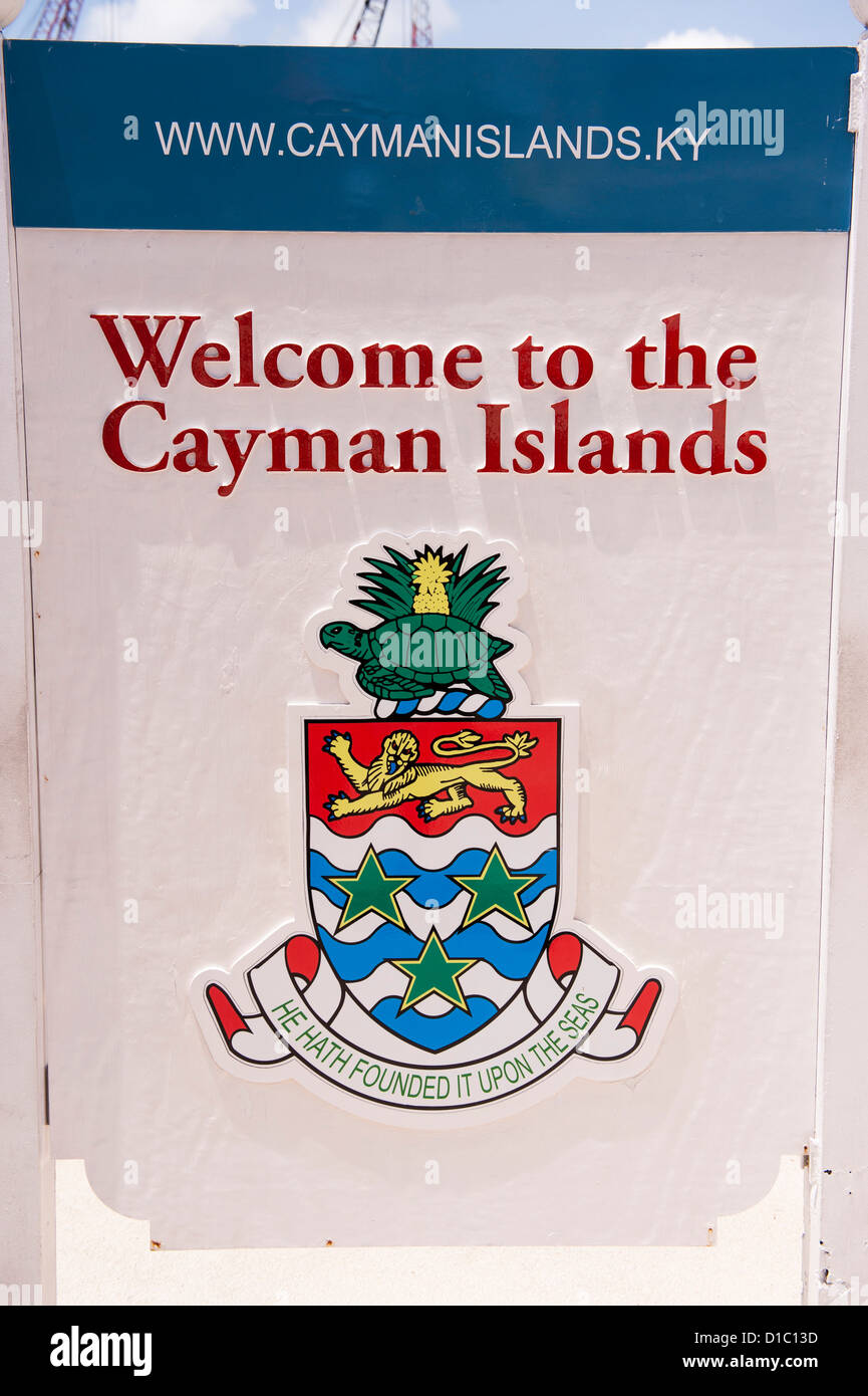 British West Indies, Cayman Islands, Grand Cayman, welcome sign Stock ...