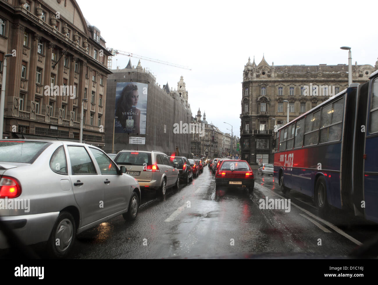 Budapest, Hungary, during rush hour in the city in the rain Stock Photo ...