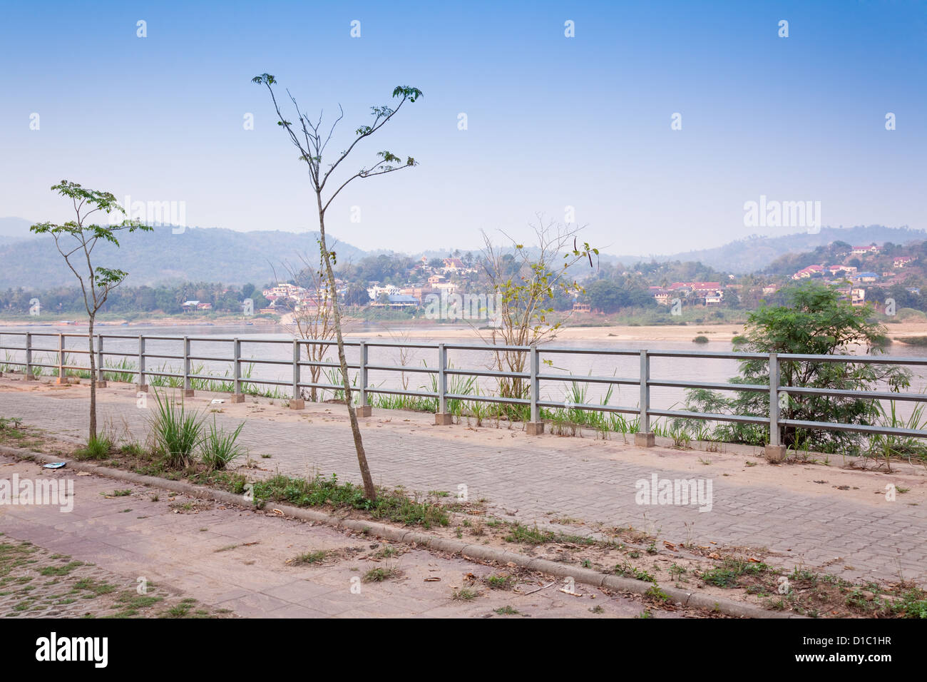 Banks of Mekong River looking towards Laos, Chiang Khong, Chiang Rai ...