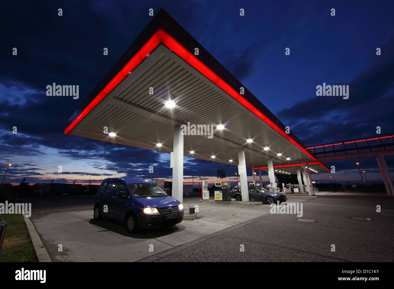 Gross Santersleben, Germany, Total filling station at dawn Stock Photo ...