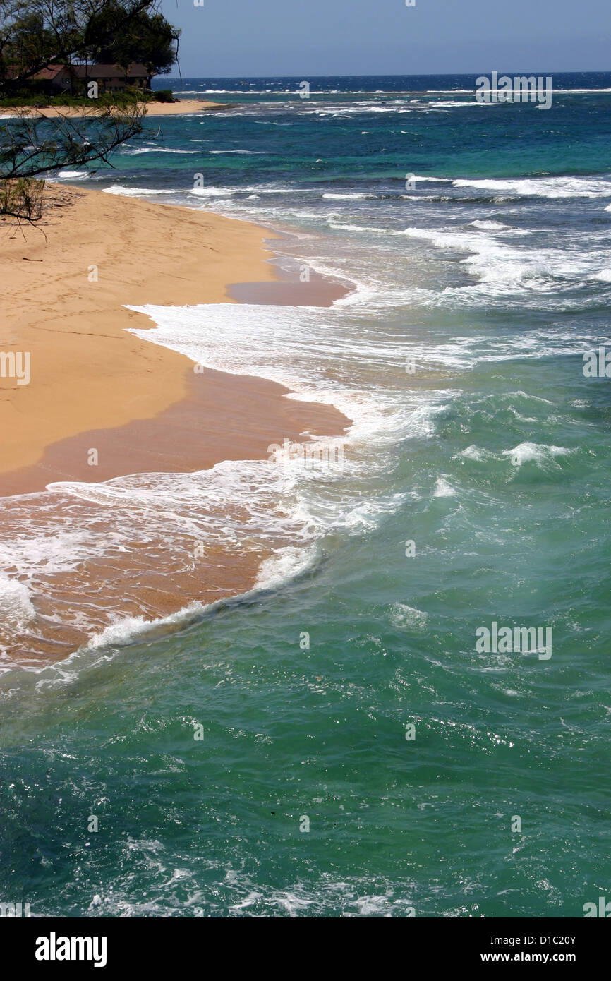 Blue green ocean seascape with Pacific Ocean surf and waves crashing on ...