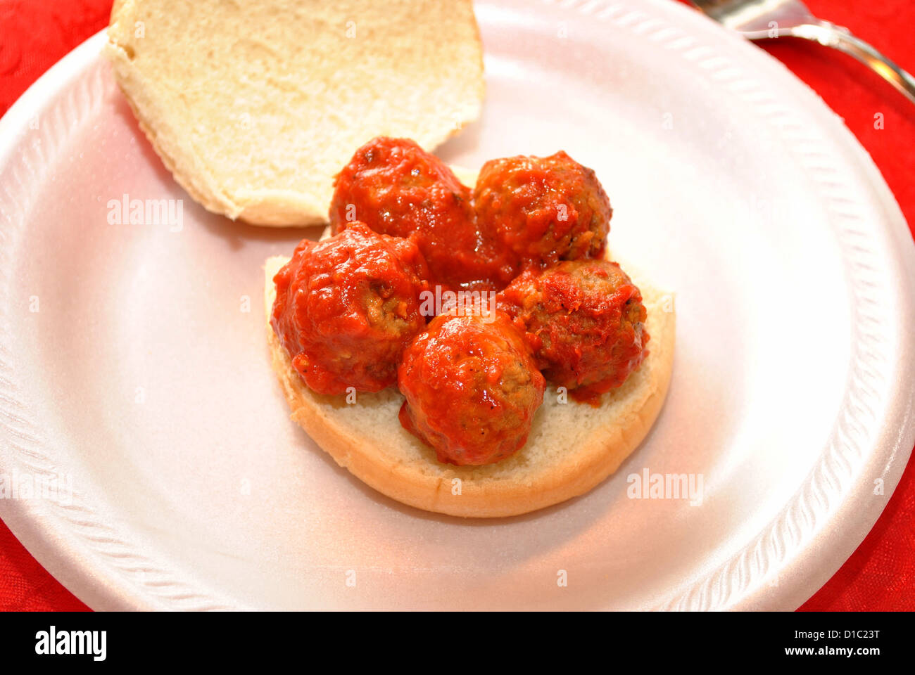 Meatball Sandwich on a White Plate Stock Photo - Alamy