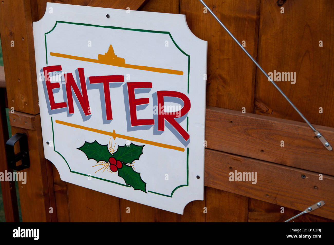 Christmas theme enter sign Stock Photo - Alamy