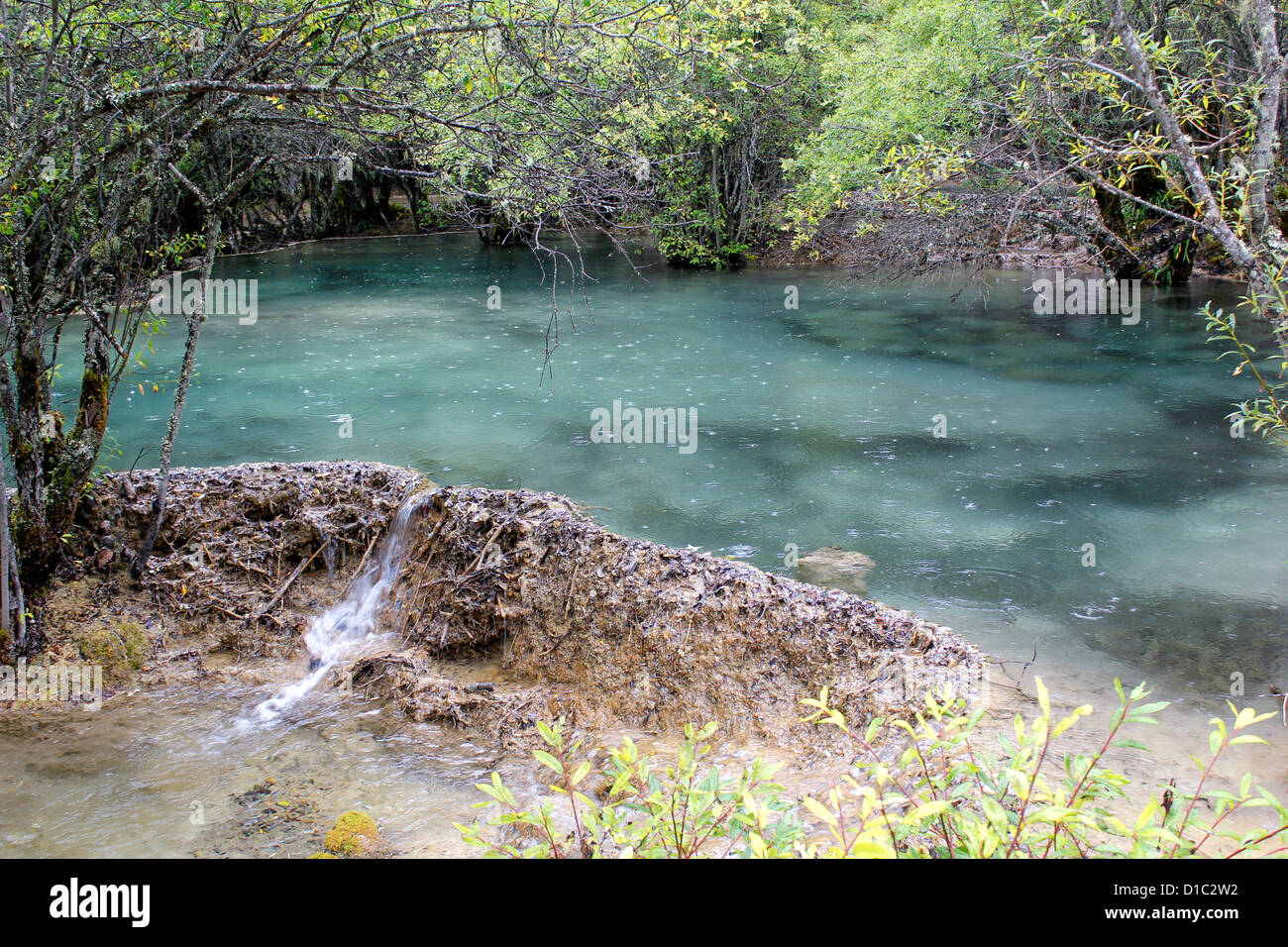Pools formed by calcite deposits in Huanglong nature reserve literally ...