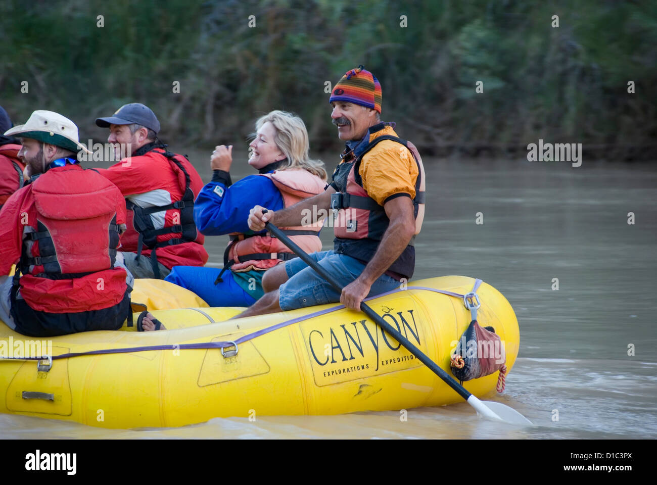Paddle raft on the Colorado River in the Grand Canyon, Arizona Stock ...
