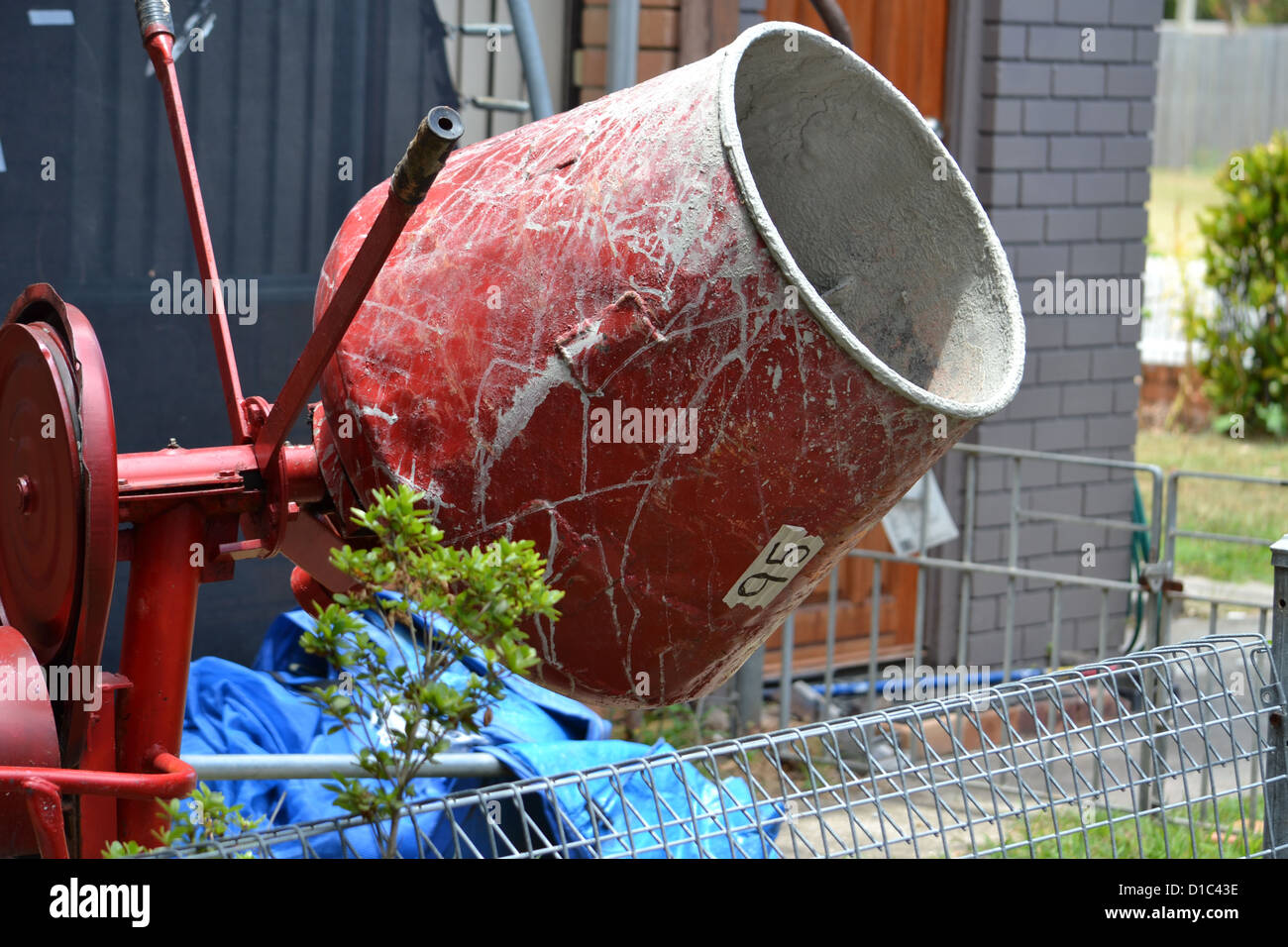red Cement mixer Stock Photo - Alamy