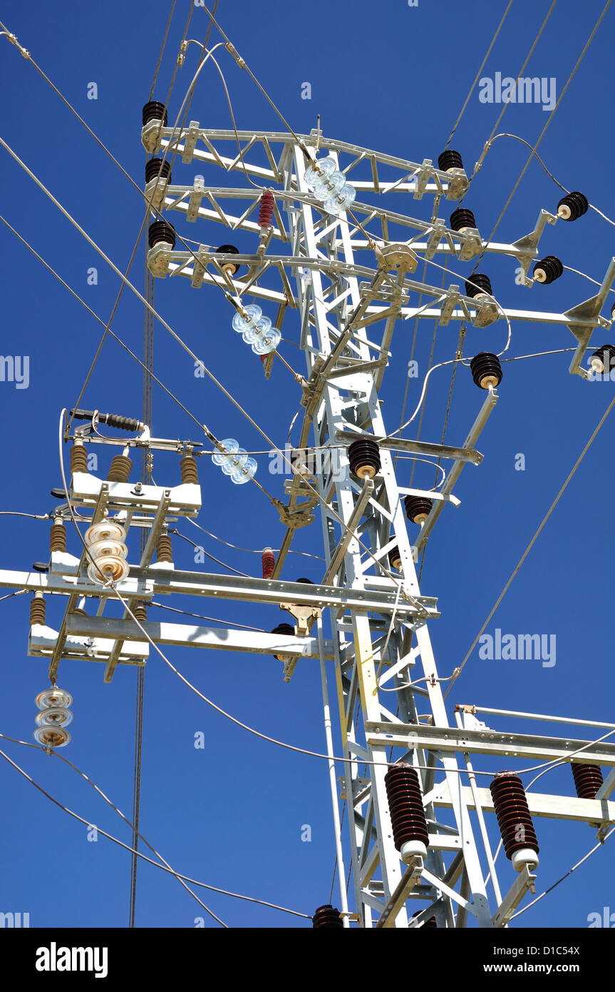 Big pylon against blue sky Stock Photo - Alamy