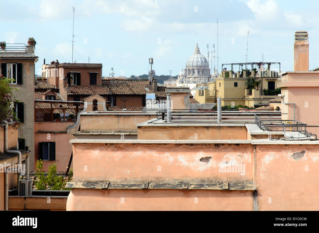 Roofs in Rome and the Basilica of Saint Peter in the background from ...