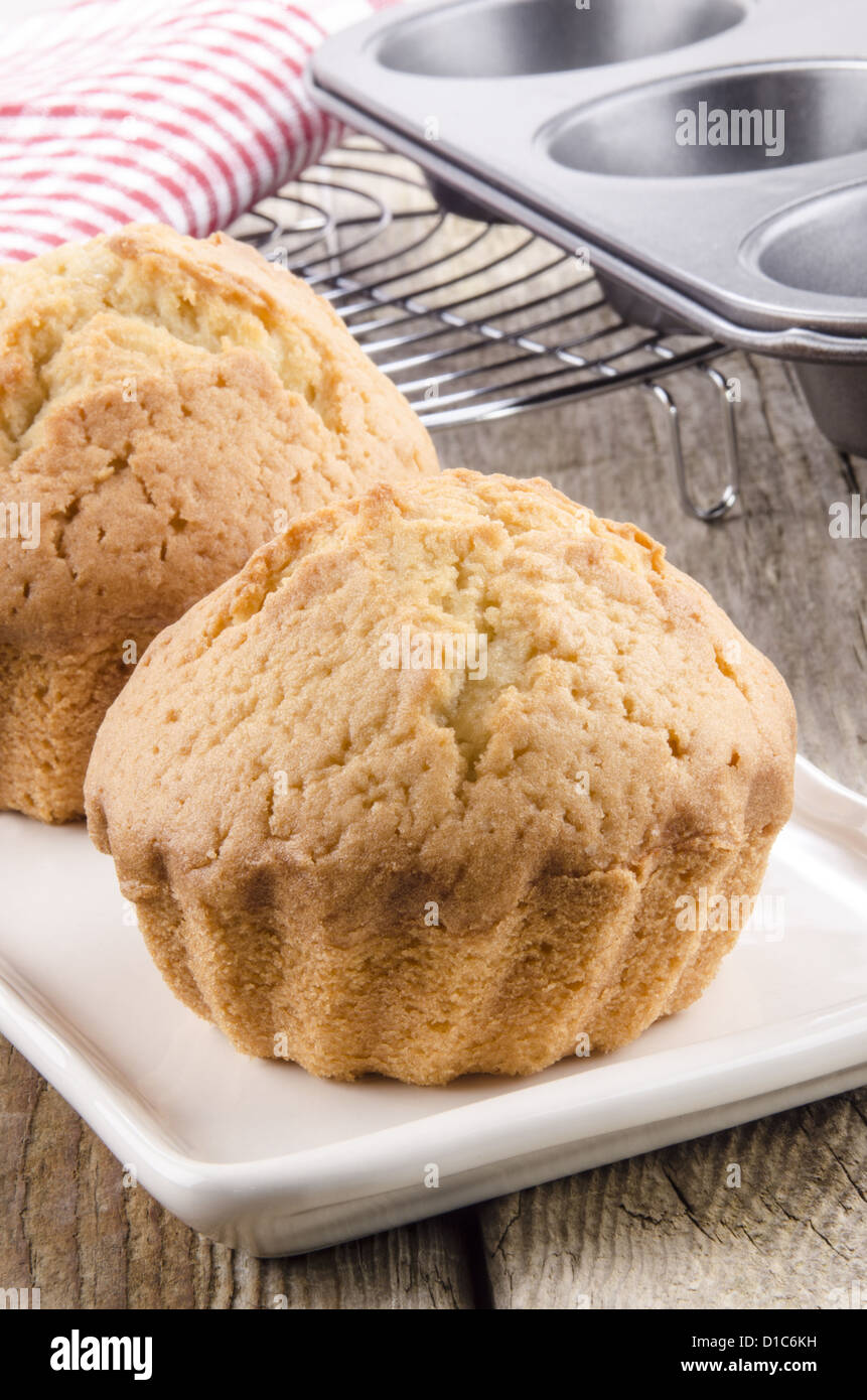 freshly baked muffin on a white plate Stock Photo - Alamy