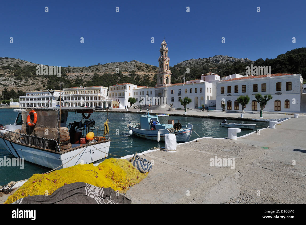 Symi. Dodecanese Islands. Greece. Monastery of Michael of Panormitis ...