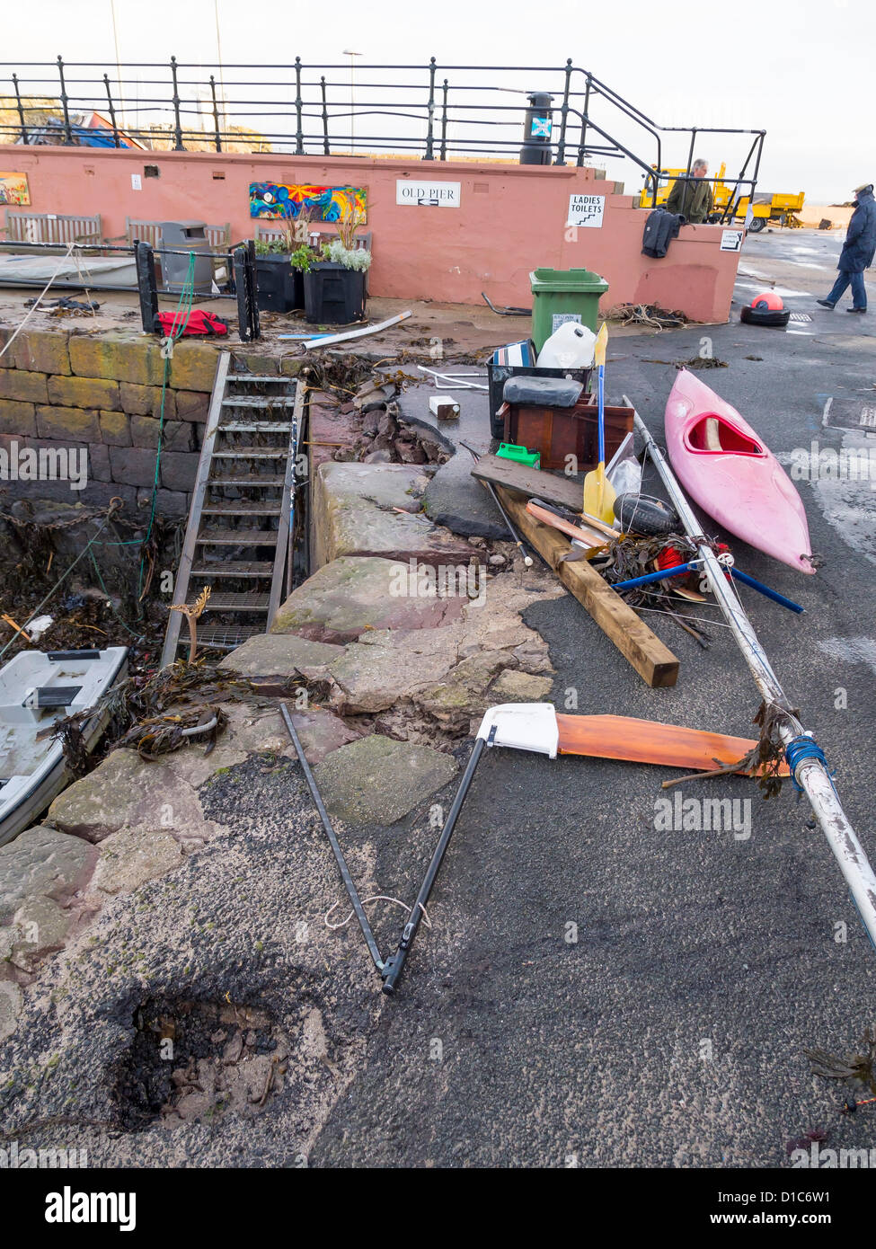 North Berwick, Scotland, UK. 15th December 2012. Storm damage in the ...
