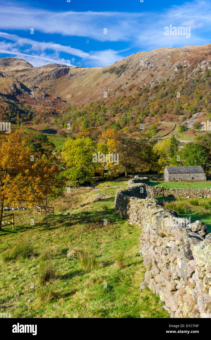 Autumn landscape, Dovedale valley in the Lake District National Park ...