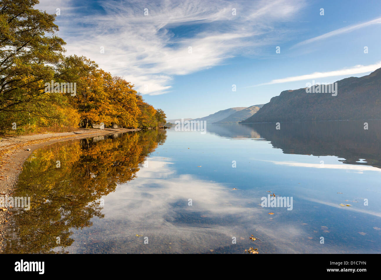 Autumn trees at Ullswater, Lake District National Park, Cumbria ...