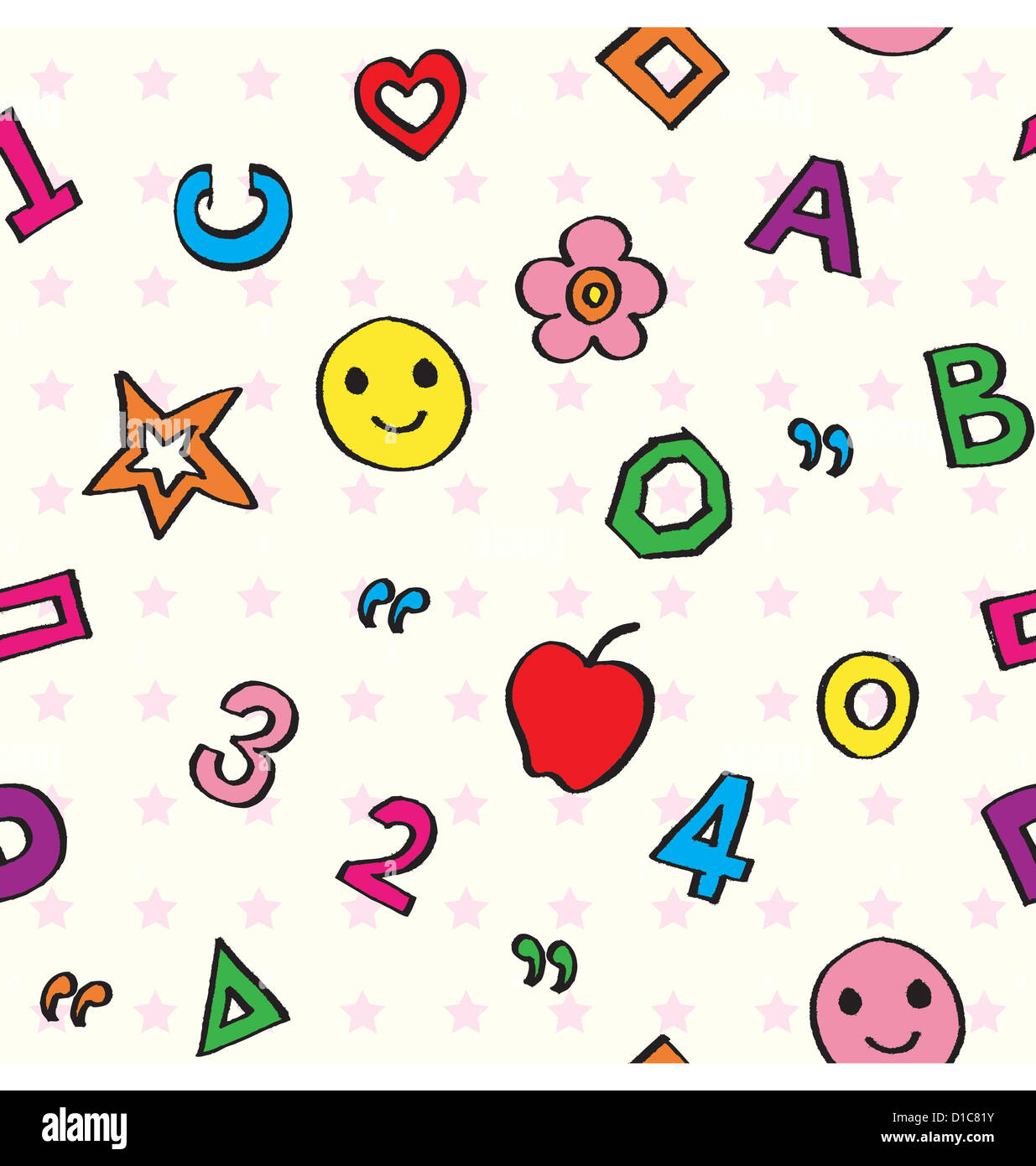 A seamless pattern of combination of kids stuff, from alphabets to ...