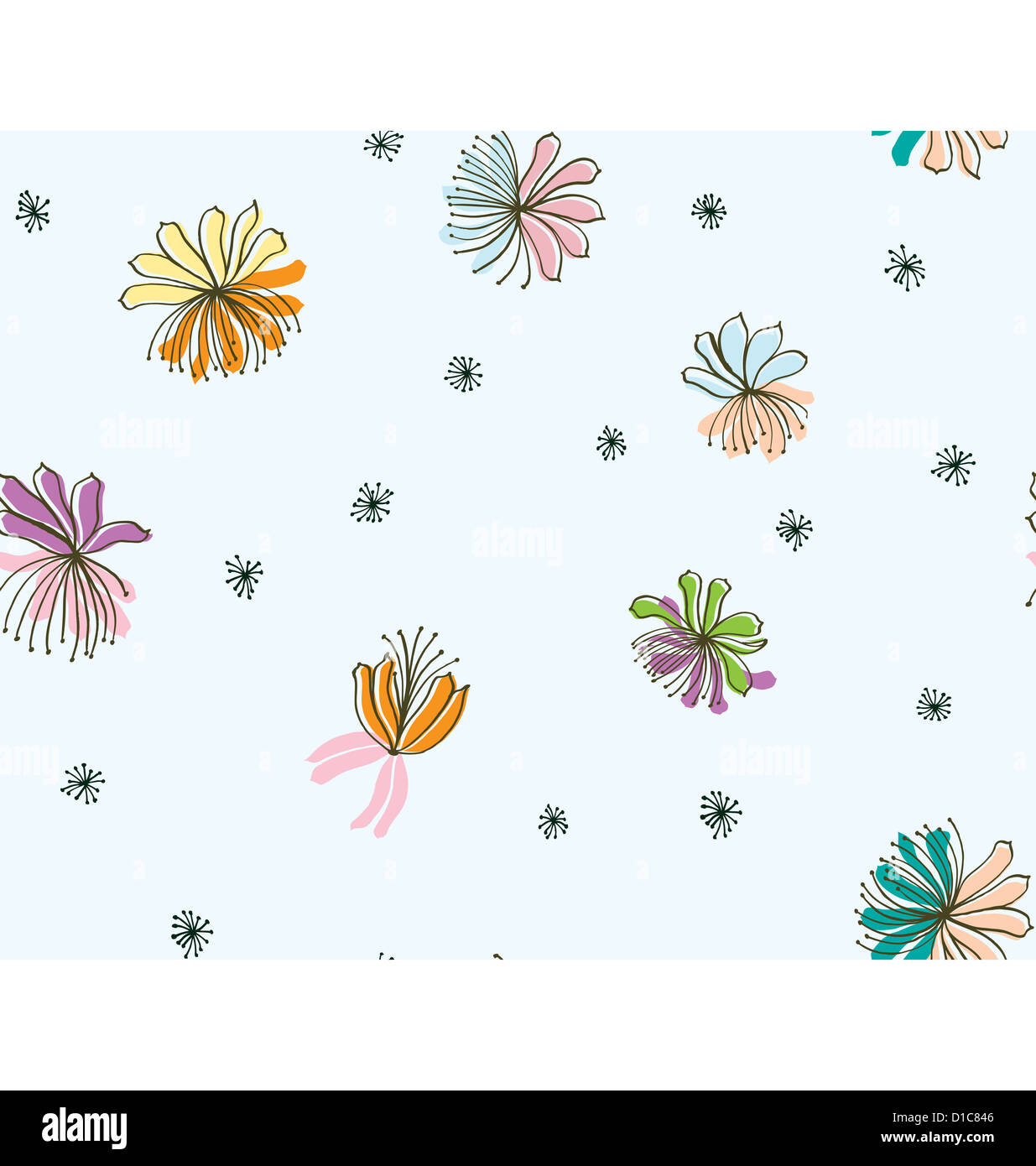 A seamless pattern of flowers and pollen floating around, great for ...