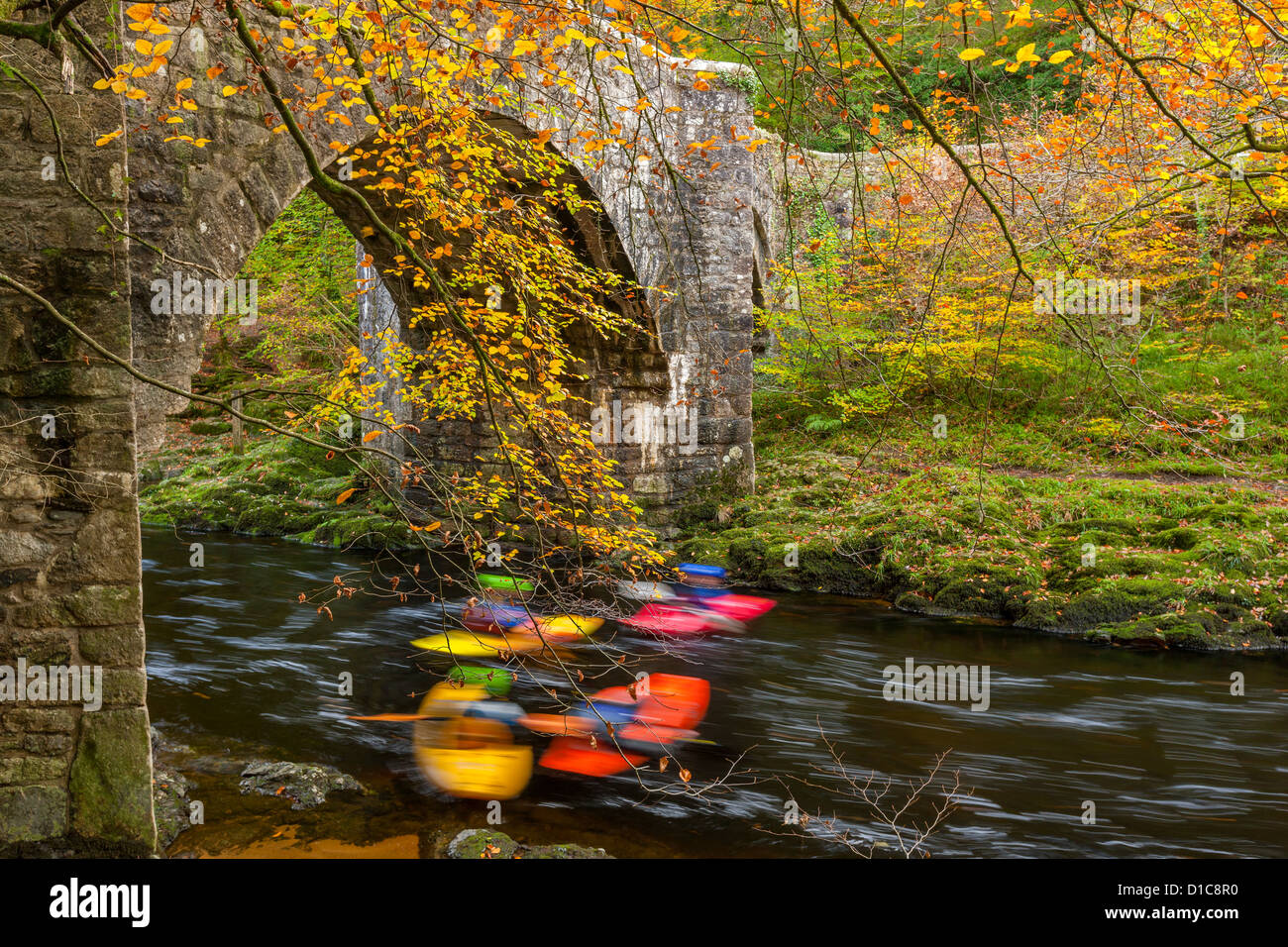 Holne Bridge over the River Dart in Dartmoor National Park Stock Photo ...