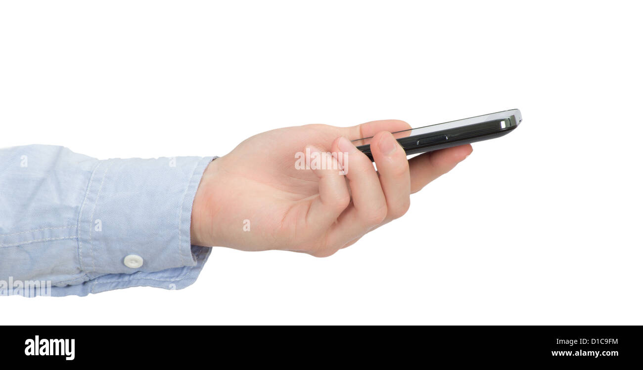 a hands holding a mobile phone for support Stock Photo - Alamy