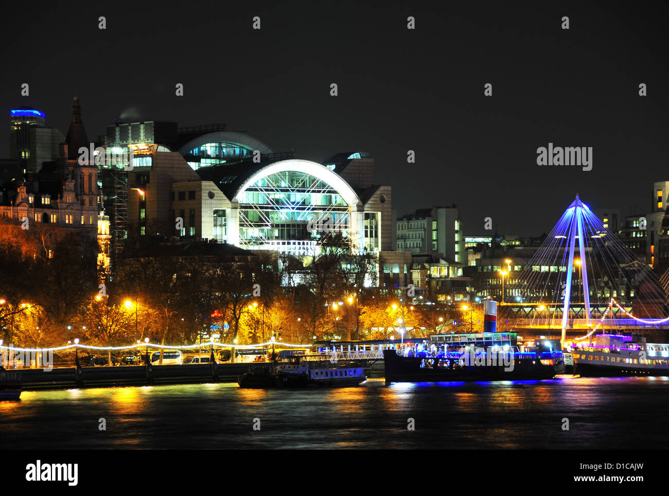 The Embankment, London at night Stock Photo - Alamy