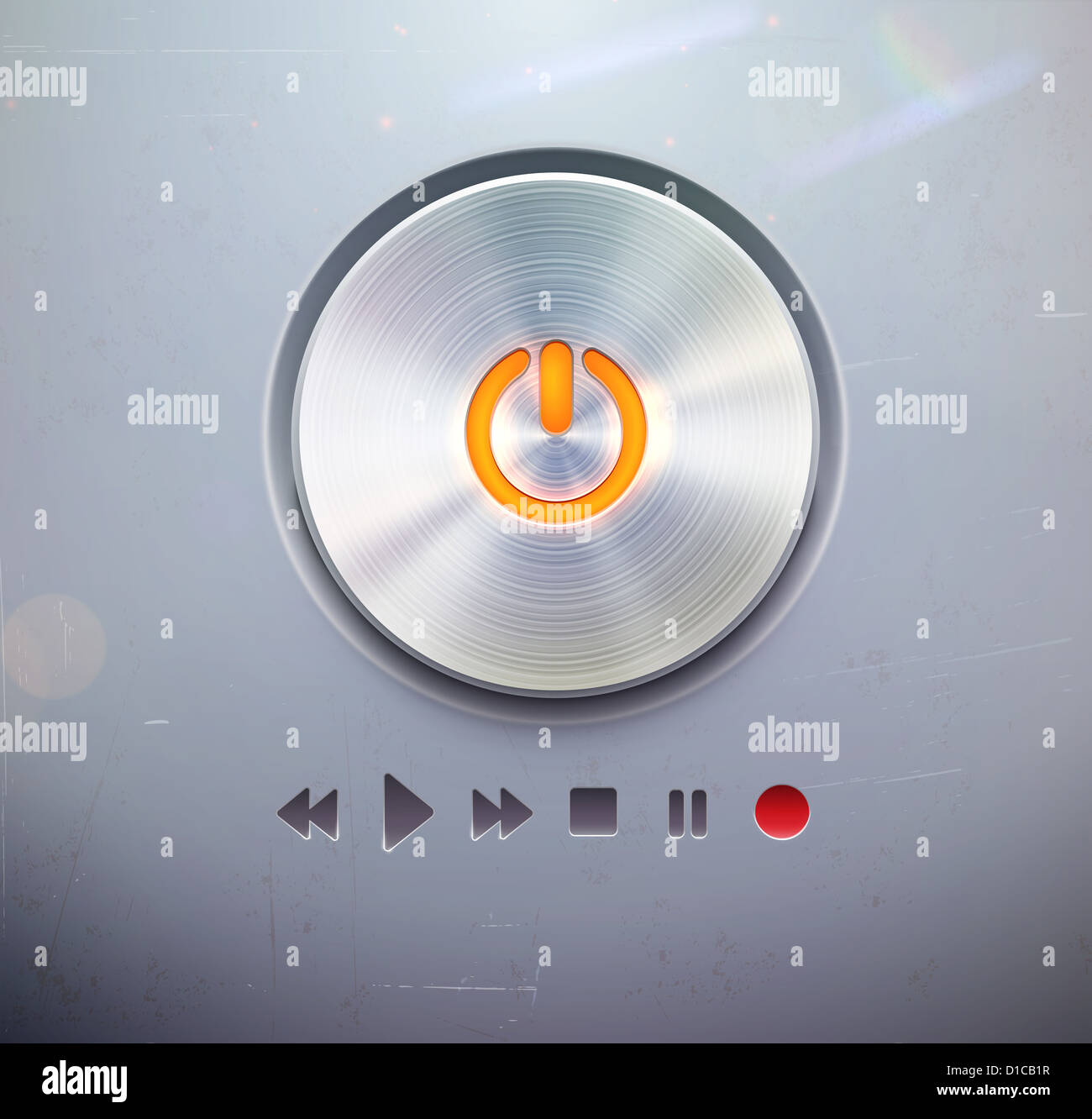 detailed round power button for media player – buttons in metallic ...