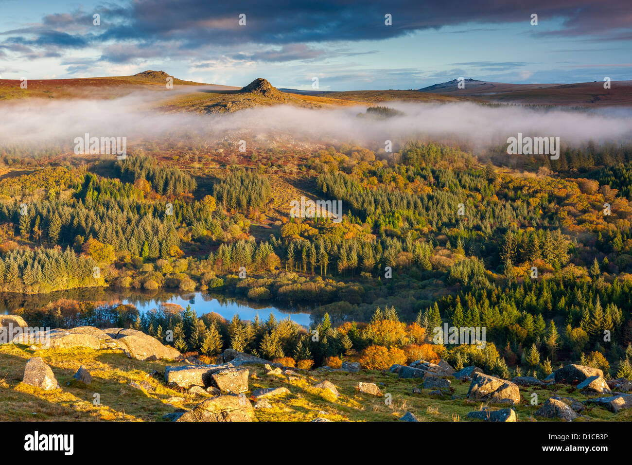 View over Burrator Reservoir towards Sharpitor and Leather Tor from ...
