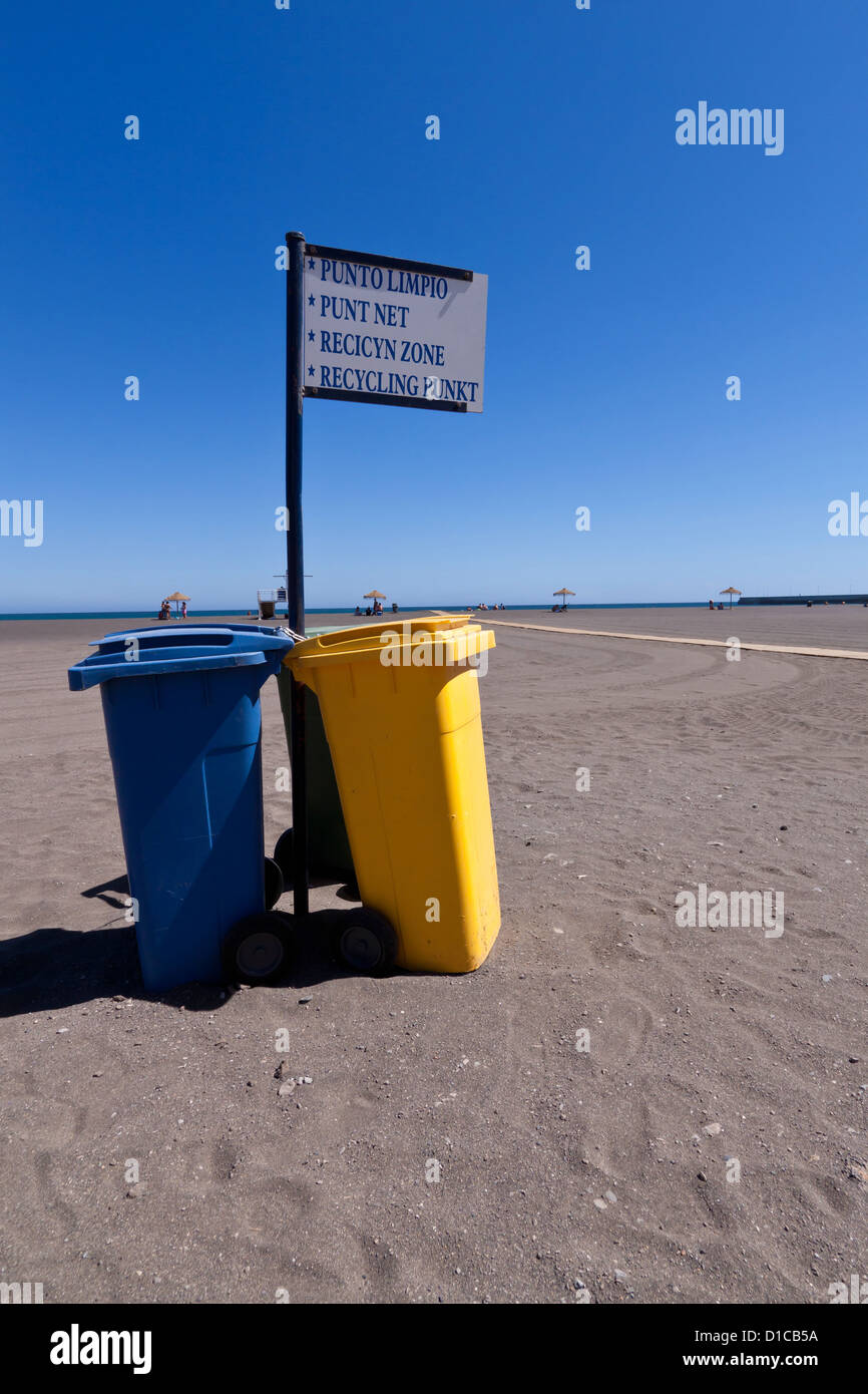 Garbage Containers on the Beach on Fuerteventura, Spain Stock Photo - Alamy