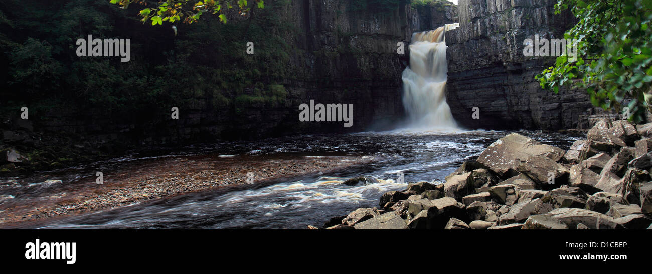 panoramic image, High Force waterfall, river Tees, Upper Teesdale ...