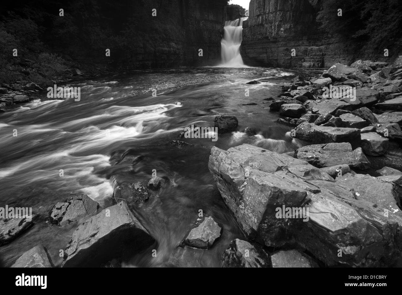 panoramic image, High Force waterfall, river Tees, Upper Teesdale ...