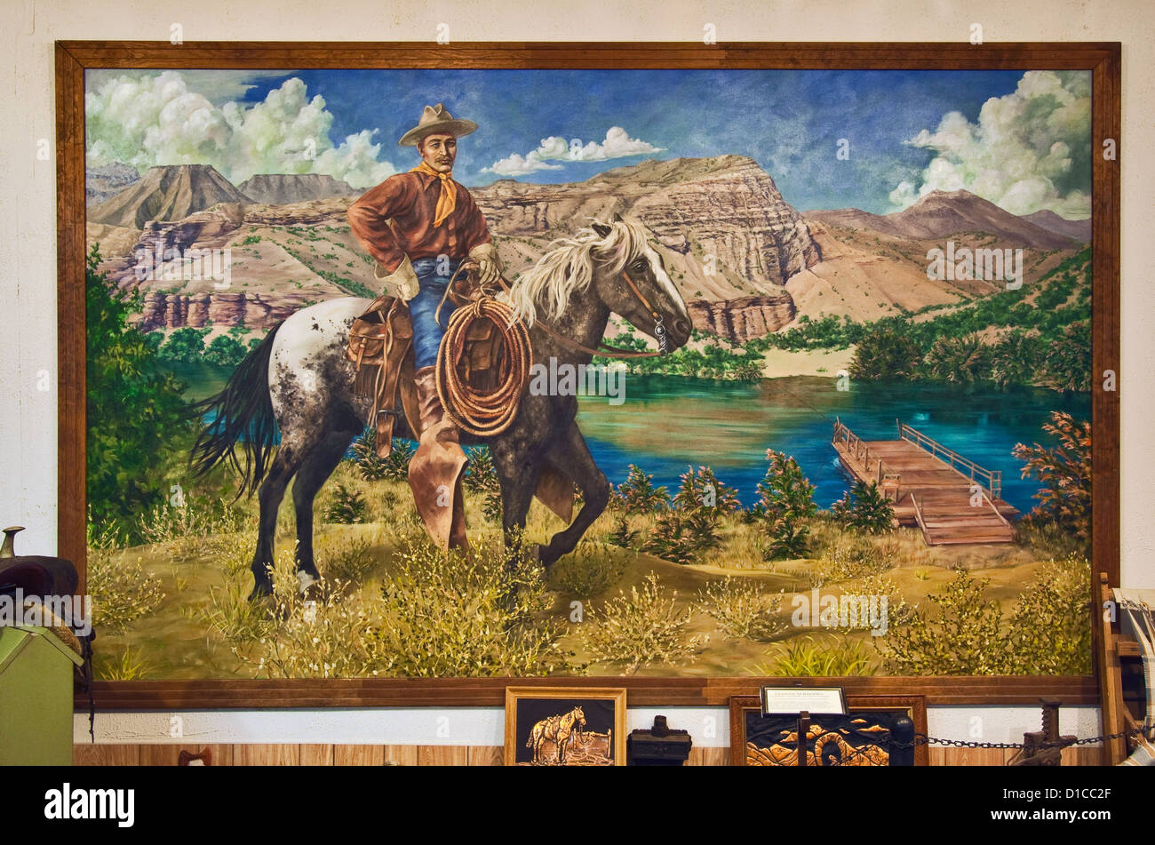 Eugene M Rhodes, mural by Delmas Howe, Geronimo Springs Museum in Truth ...