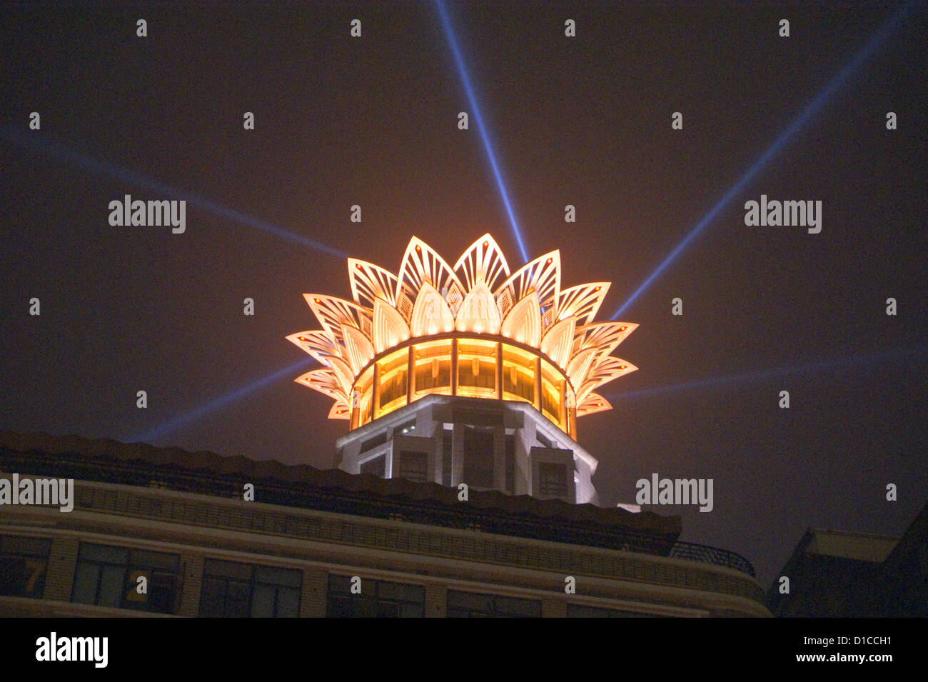 Shanghai Bund Center Tower at night, the Bund, Shanghai, China Stock ...