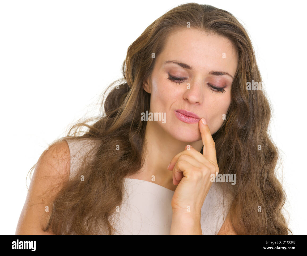 Portrait of thoughtful woman looking down Stock Photo - Alamy Portrait of thoughtful woman looking down Stock Photo - Alamy