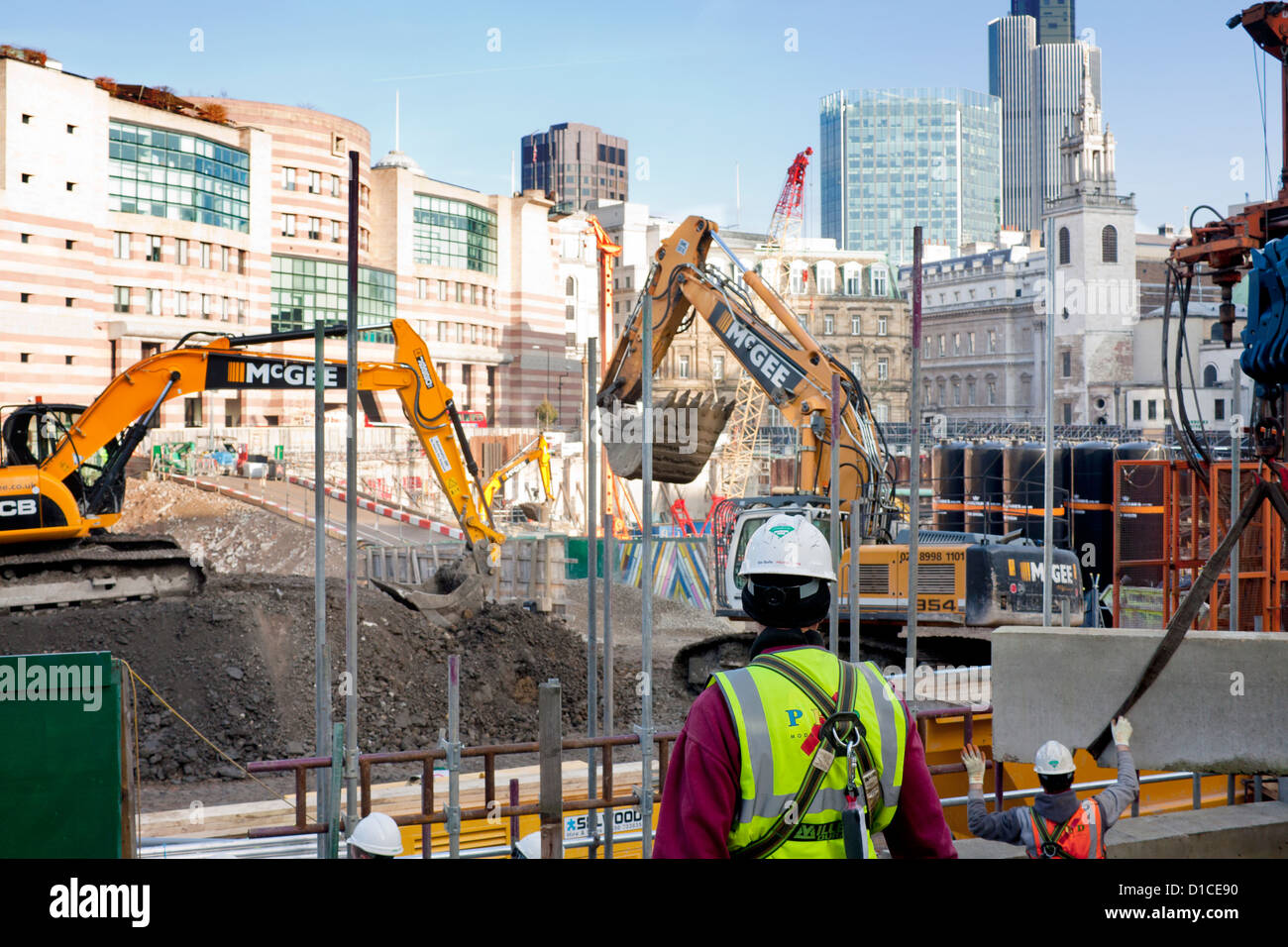 Bloomberg HQ construction site Cannon Street City of London England UK ...