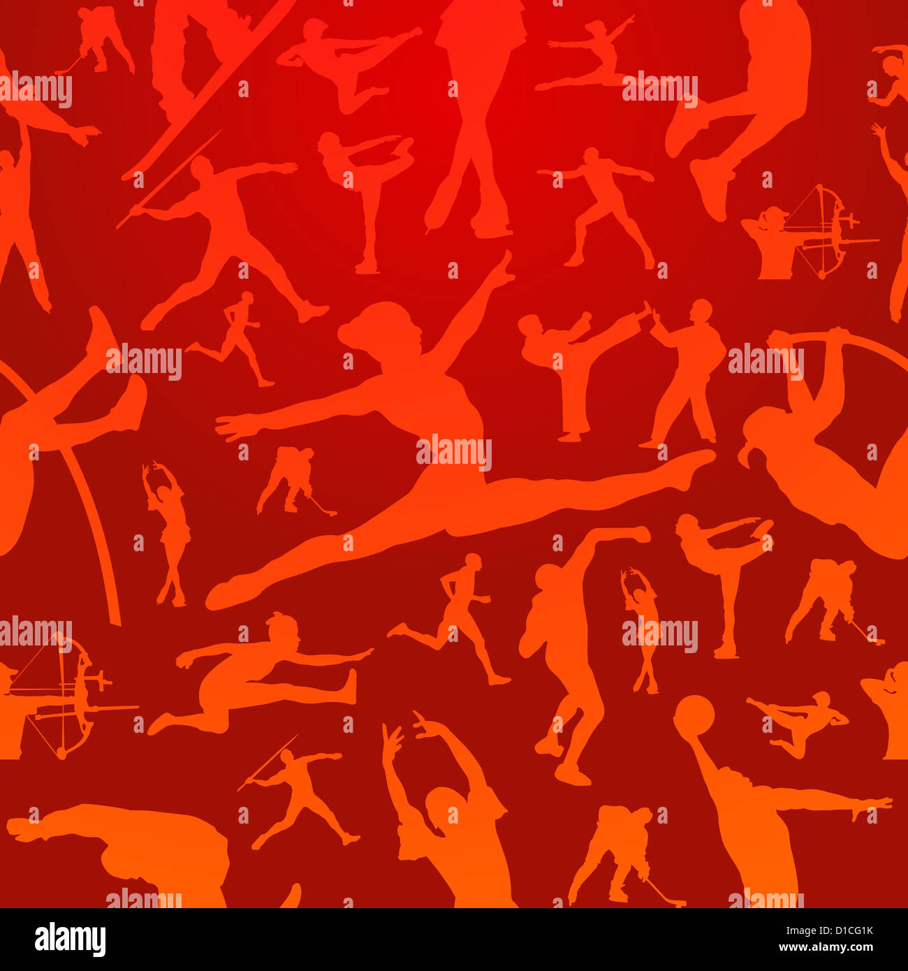 Sports figure silhouettes in action seamless pattern background. Vector ...