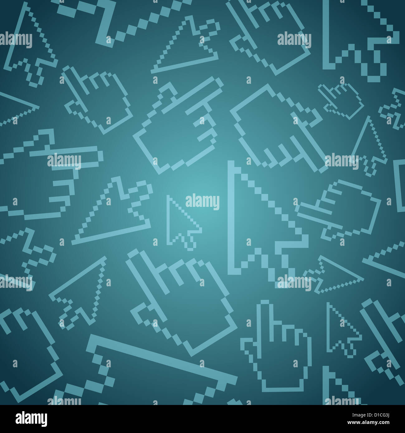 Pixel cursor icons hand and arrow seamless pattern. Vector illustration ...